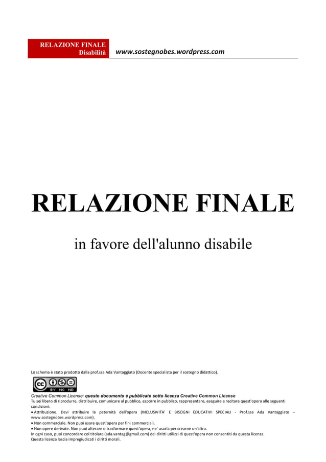 Schema di relazione finale H | PDF | Education