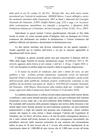 Relazione rettifica errori materiali dichiarazioni Bersani | DOC
