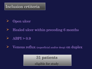 Sclerosing foam in the treatment of venous ulcers of lower limbs | PPT