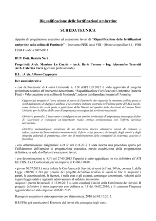 Relazione tecnica progetto riqualificazione fortificazioni umbertine | PDF