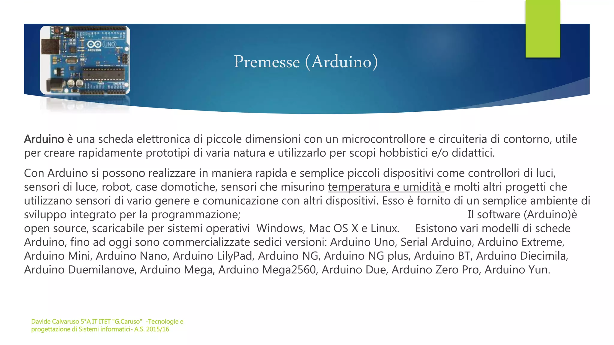 Relazione tecnica progetto «arduino dht11» | PPTX