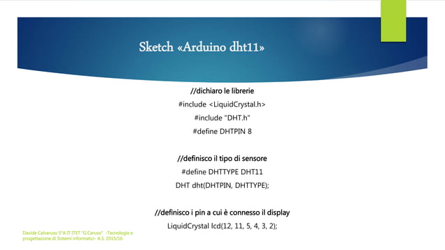 Relazione tecnica progetto «arduino dht11» | PPTX