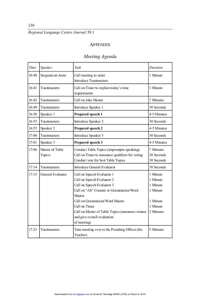 A Toastmaster Approach