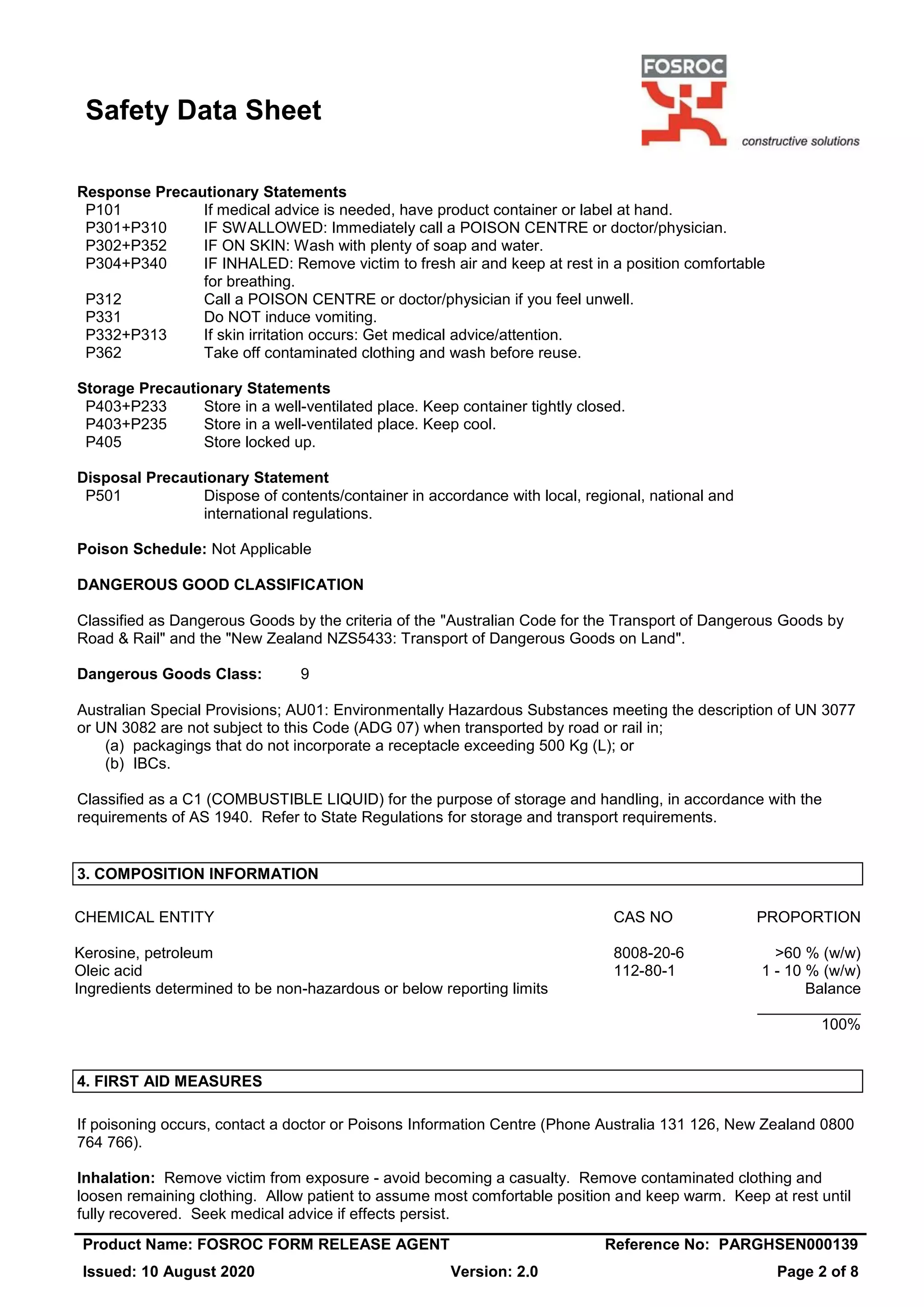 Form Release Agent SDS | PDF
