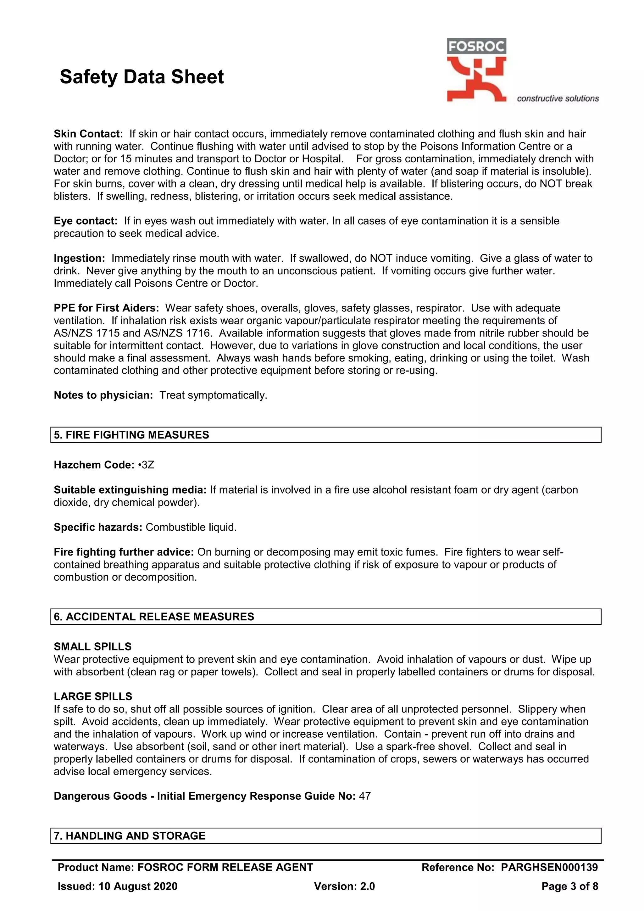 Form Release Agent SDS | PDF