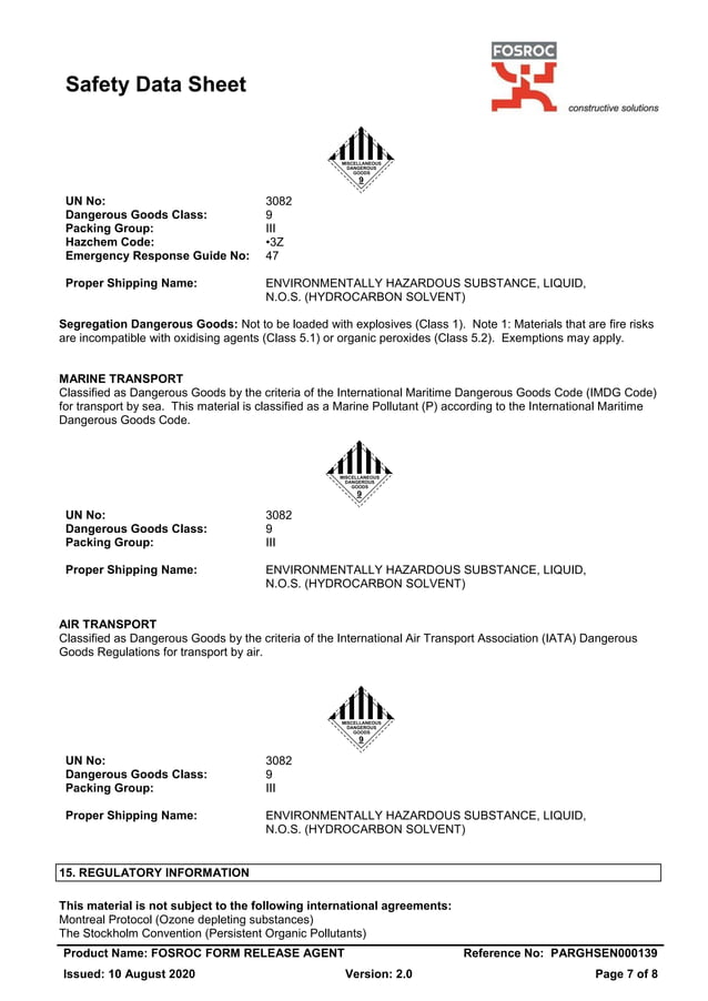 Form Release Agent SDS | PDF | First Aid | Injuries
