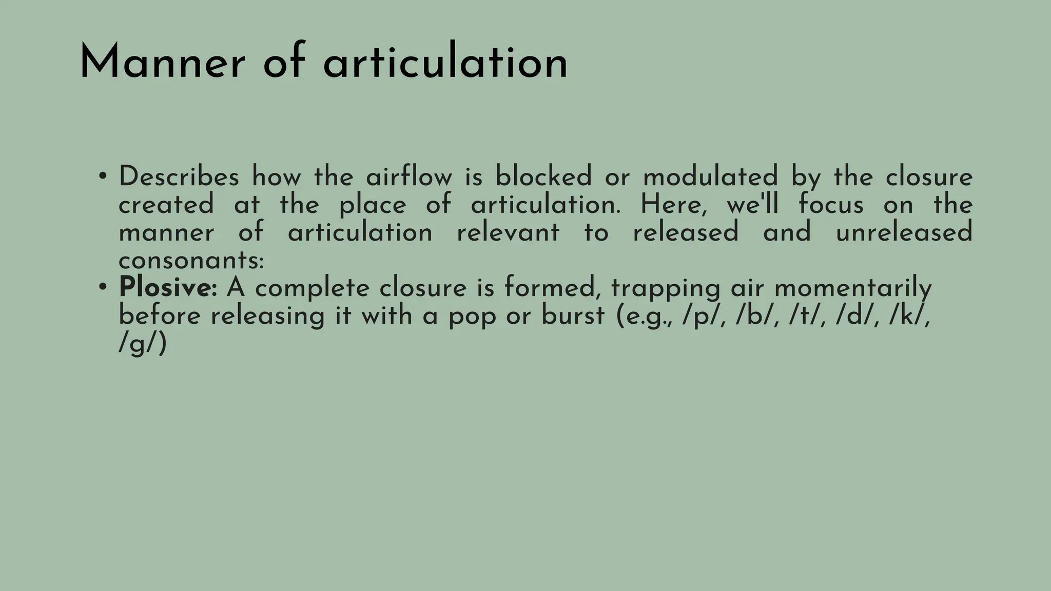 Release and unreleased plosives - phonetics | PPTX