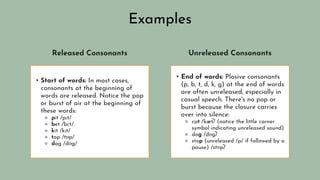 Release and unreleased plosives - phonetics | PPTX
