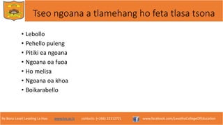 Tlhaho le kholo ea ngoana oa mosotho | PPTX
