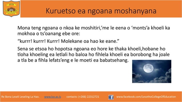 Tlhaho le kholo ea ngoana oa mosotho | PPT