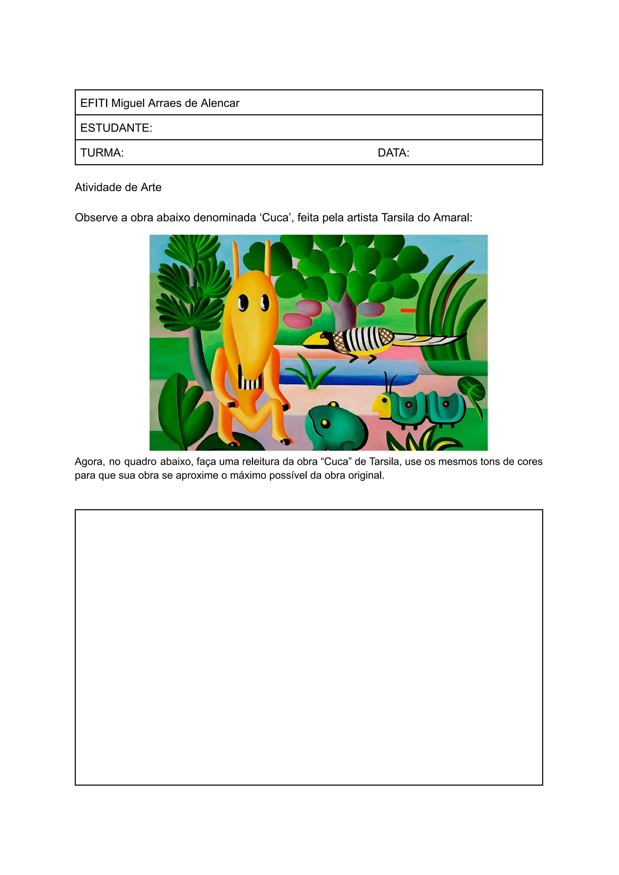 Atividade de Arte - Releitura de Obra de Tarsila do Amaral | PDF
