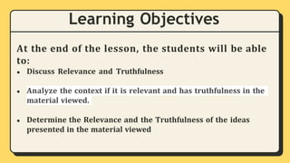 RELEVANCE-FINAL-PPT.determine the relevance and the truthfulnesspptx | PPTX