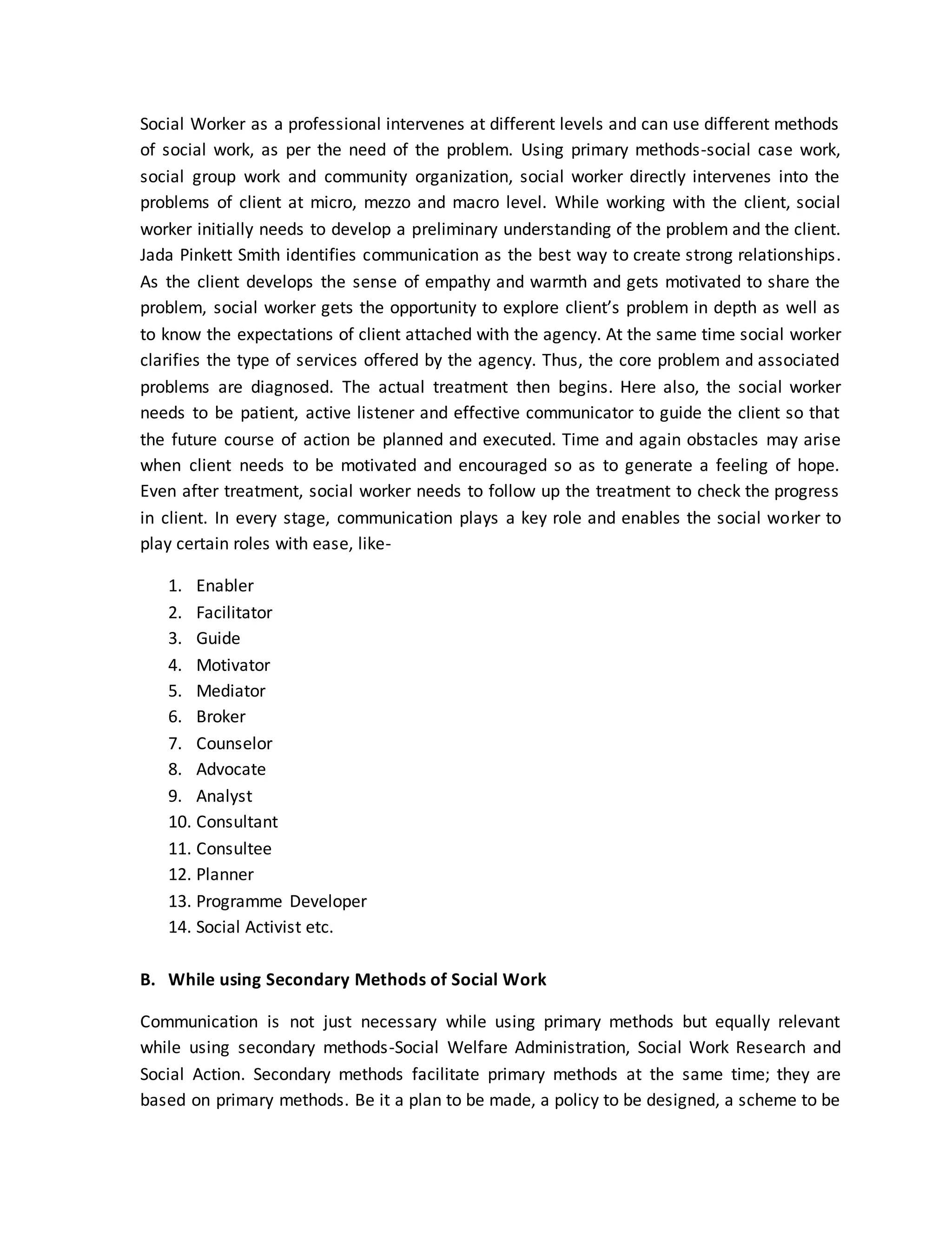 Relevance of Communication in Social Work | DOCX