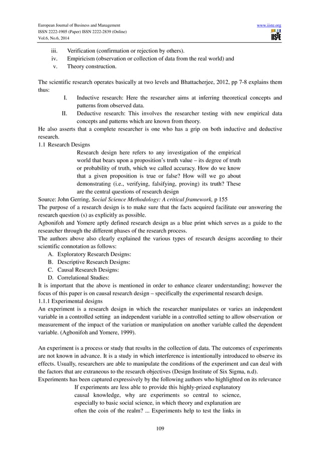 Relevance of experimental design | PDF