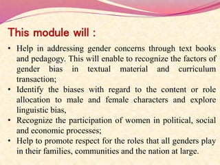 Module 16: Relevance of Gender Dimensions in Teaching and Learning ...
