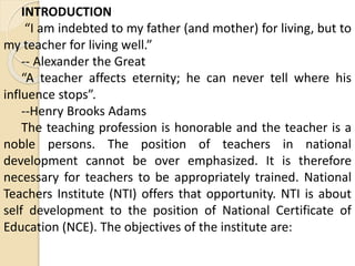 RELEVANCE OF NTI/NCE PROGRAM TO SELF DEVELOPMENT BY OLUSHEUN EKUOYE | PPT