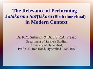 Relevance of Performing Jatakarma | PDF