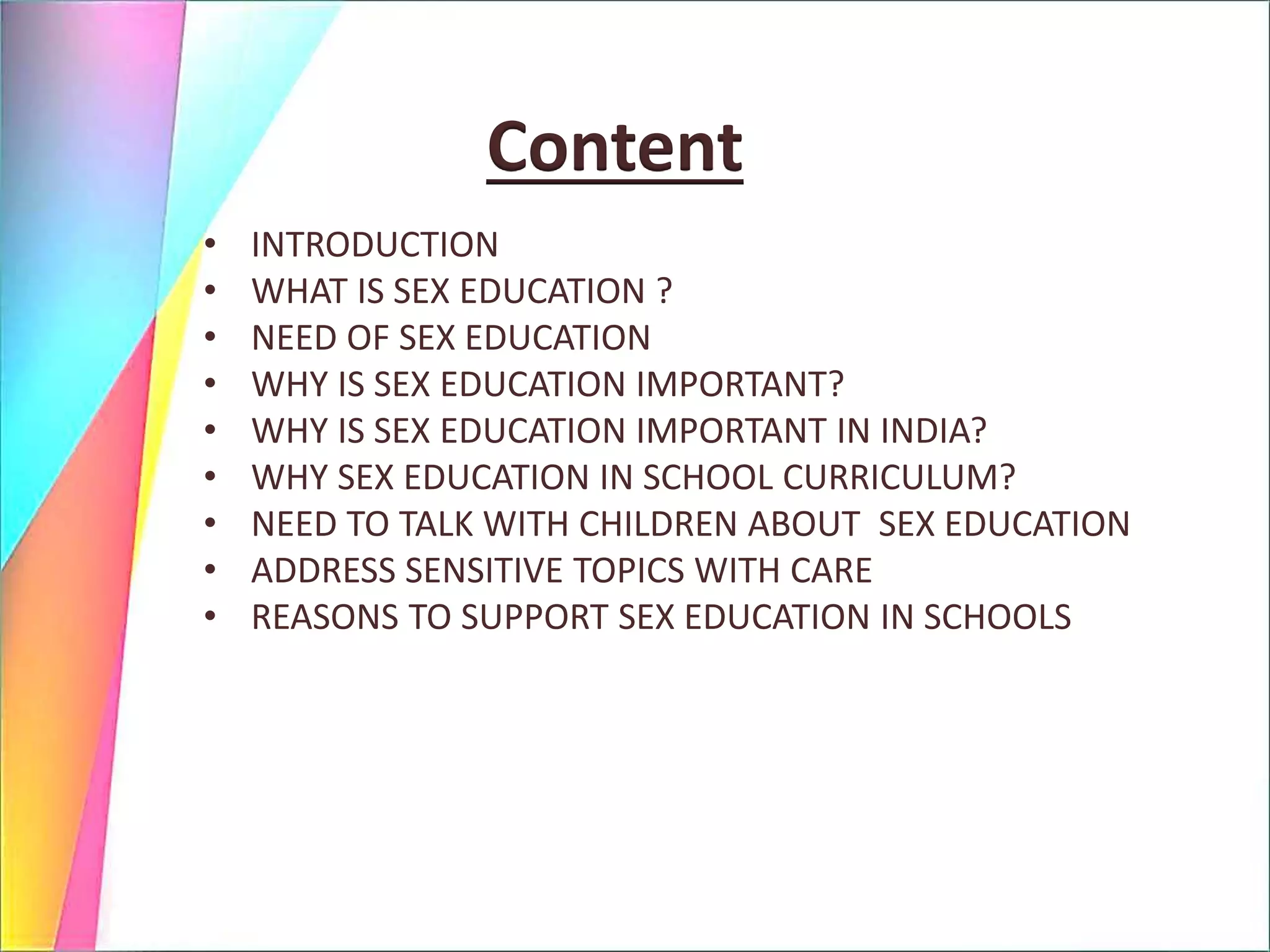Relevance of sex education at secondary level | PPTX