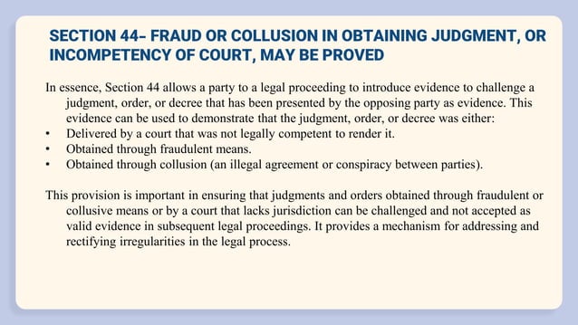 RELEVANCY OF JUDGEMENT IN EVIDENCE LAW(1).pptx | Law