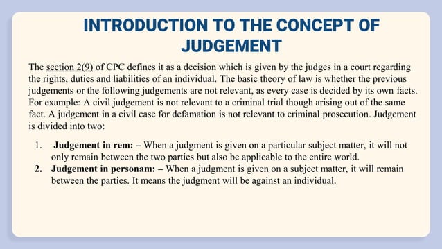 RELEVANCY OF JUDGEMENT IN EVIDENCE LAW(1).pptx | Law