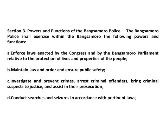 Relevant Bangsamoro Basic Law Provisions on Local Governance, Policin…