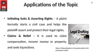 Comprehensive Guide to Drafting Civil Plaint in Legal Studies | PPTX