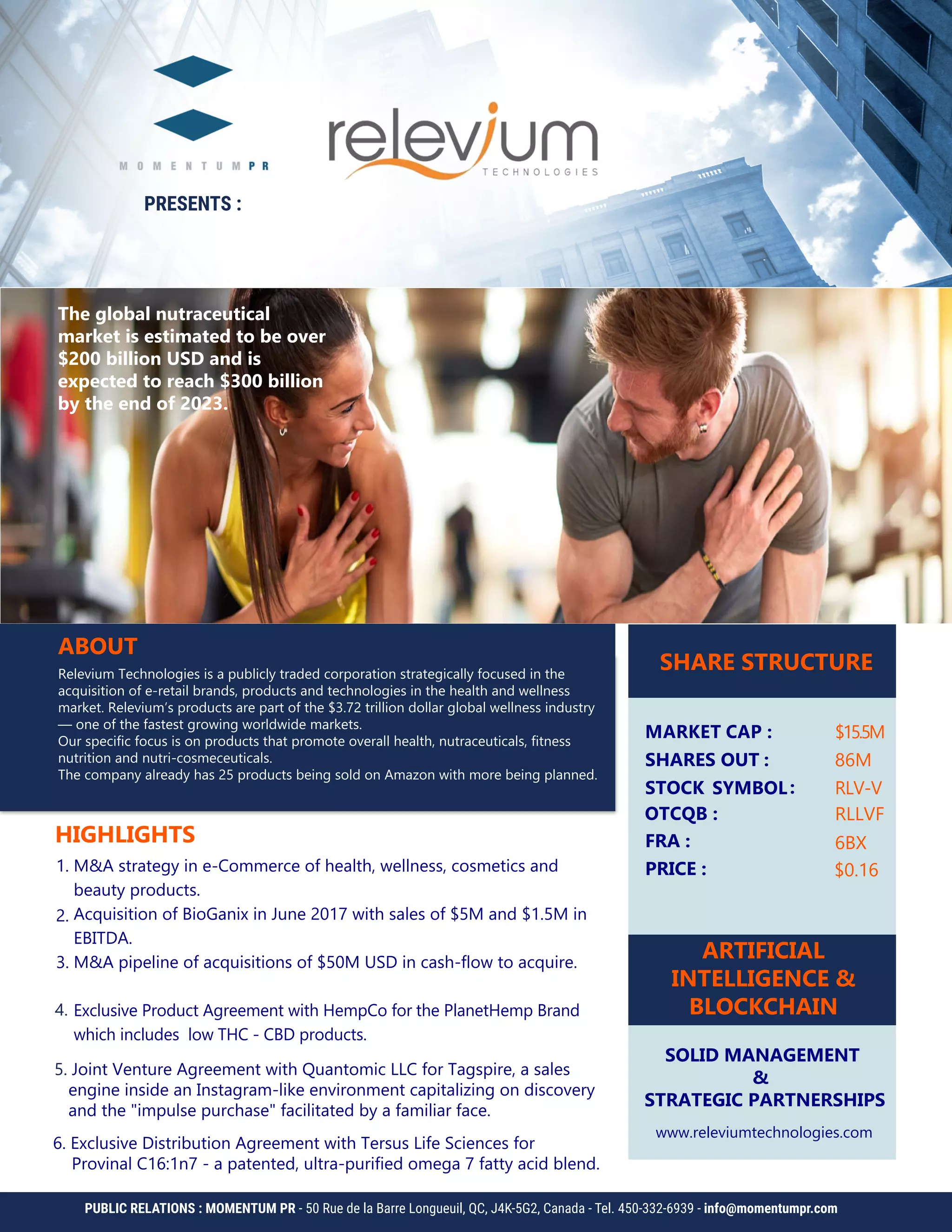 Relevium Technologies (RLV:tsxv) Factsheet | PDF