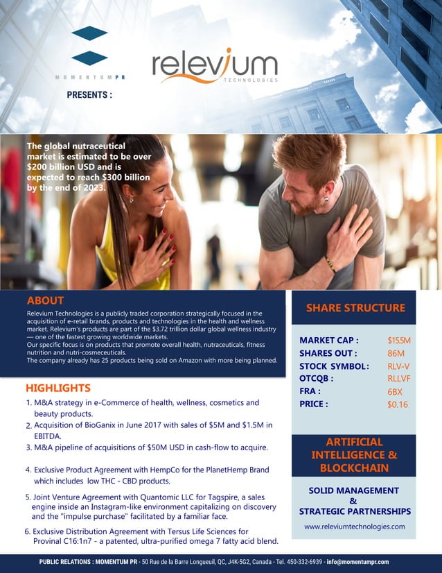 Relevium Technologies (RLV:tsxv) Factsheet | PDF