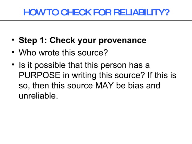 Sec 3 Social Studies SBQ Skill: Reliability ppt | PPT