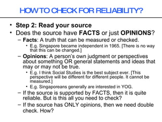 Sec 3 Social Studies SBQ Skill: Reliability ppt | PPT