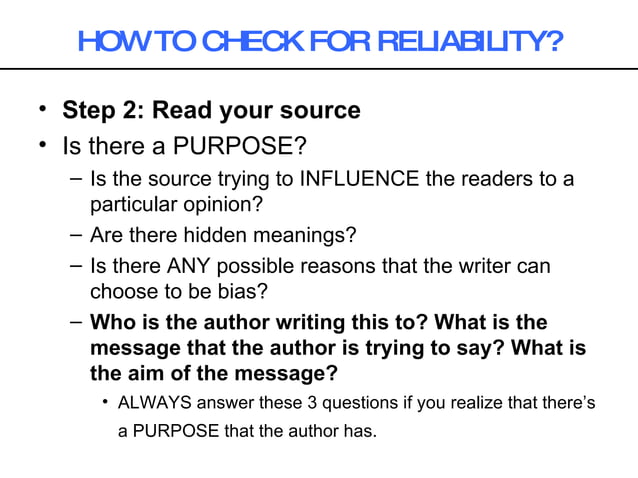 Sec 3 Social Studies SBQ Skill: Reliability ppt | PPT