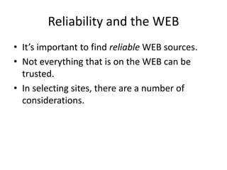 Reliability | PPTX | Search | Internet