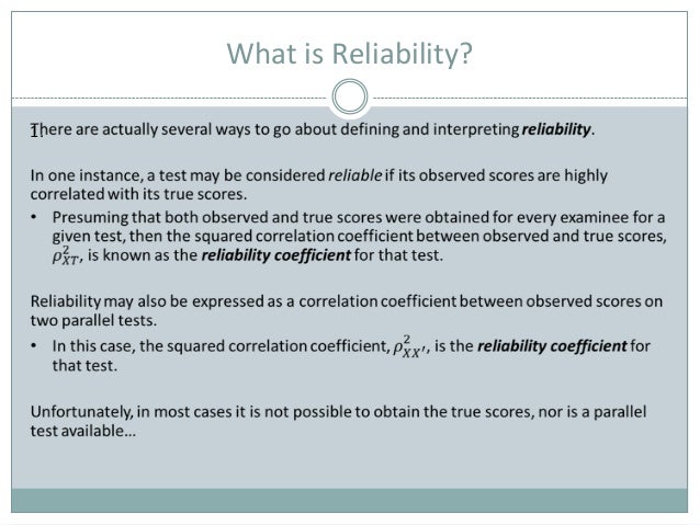 Reliability