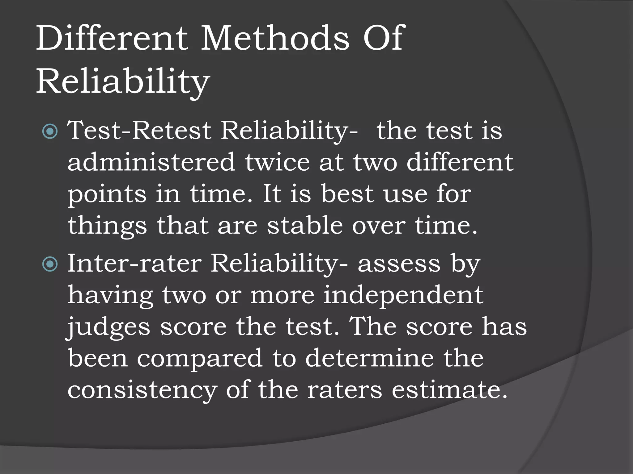 Reliability (assessment of student learning I) | PPTX
