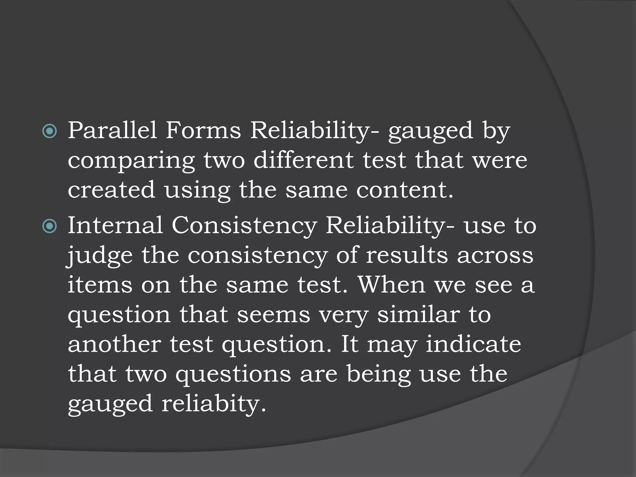 Reliability (assessment of student learning I) | PPTX