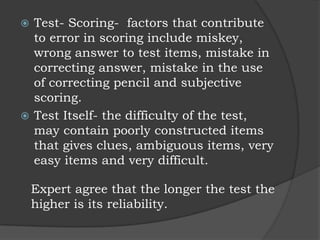 Reliability (assessment of student learning I) | PPTX