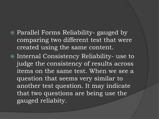Reliability (assessment of student learning I) | PPTX