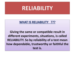 Reliability | PPTX