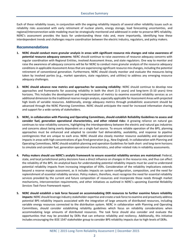 2015 Long-Term Reliability Assessment by NERC | PDF