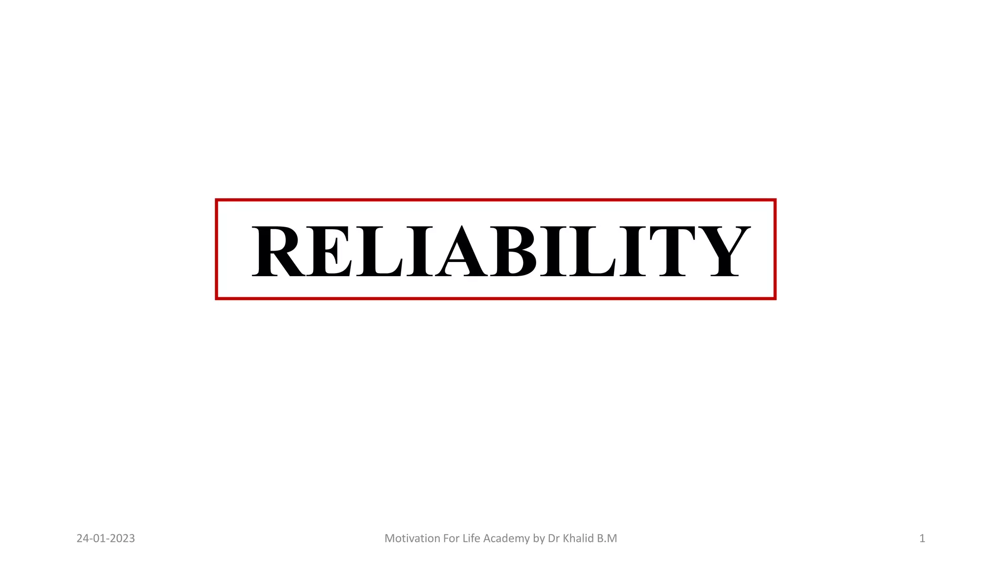 Reliability | PPTX