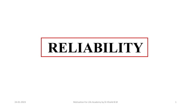 Reliability | PPTX