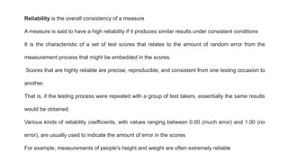 A ppt note on reliability, which forms a key part in quality management ...