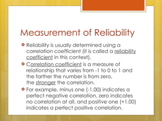 Reliability And it's types in psychological testing and measurements | PPT