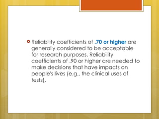 Reliability And it's types in psychological testing and measurements | PPT