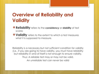Reliability And it's types in psychological testing and measurements | PPTX