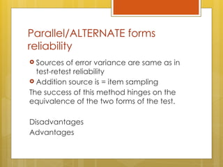 Reliability And it's types in psychological testing and measurements | PPT