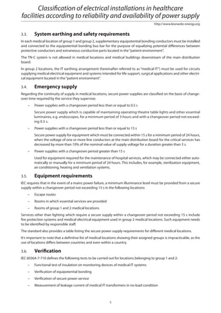 Classification of electrical installations in healthcare facilities ...