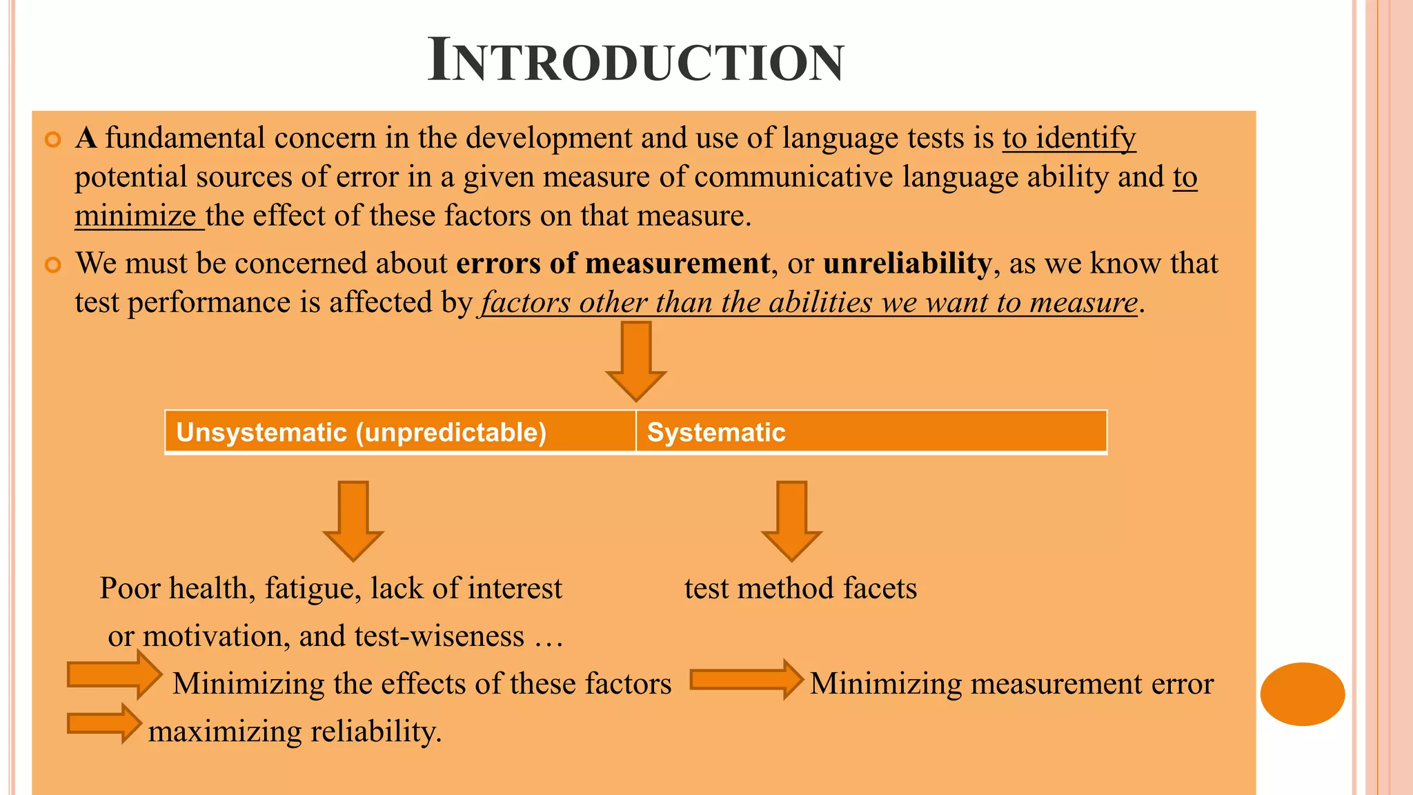 Reliability bachman 1990 chapter 6 | PPTX