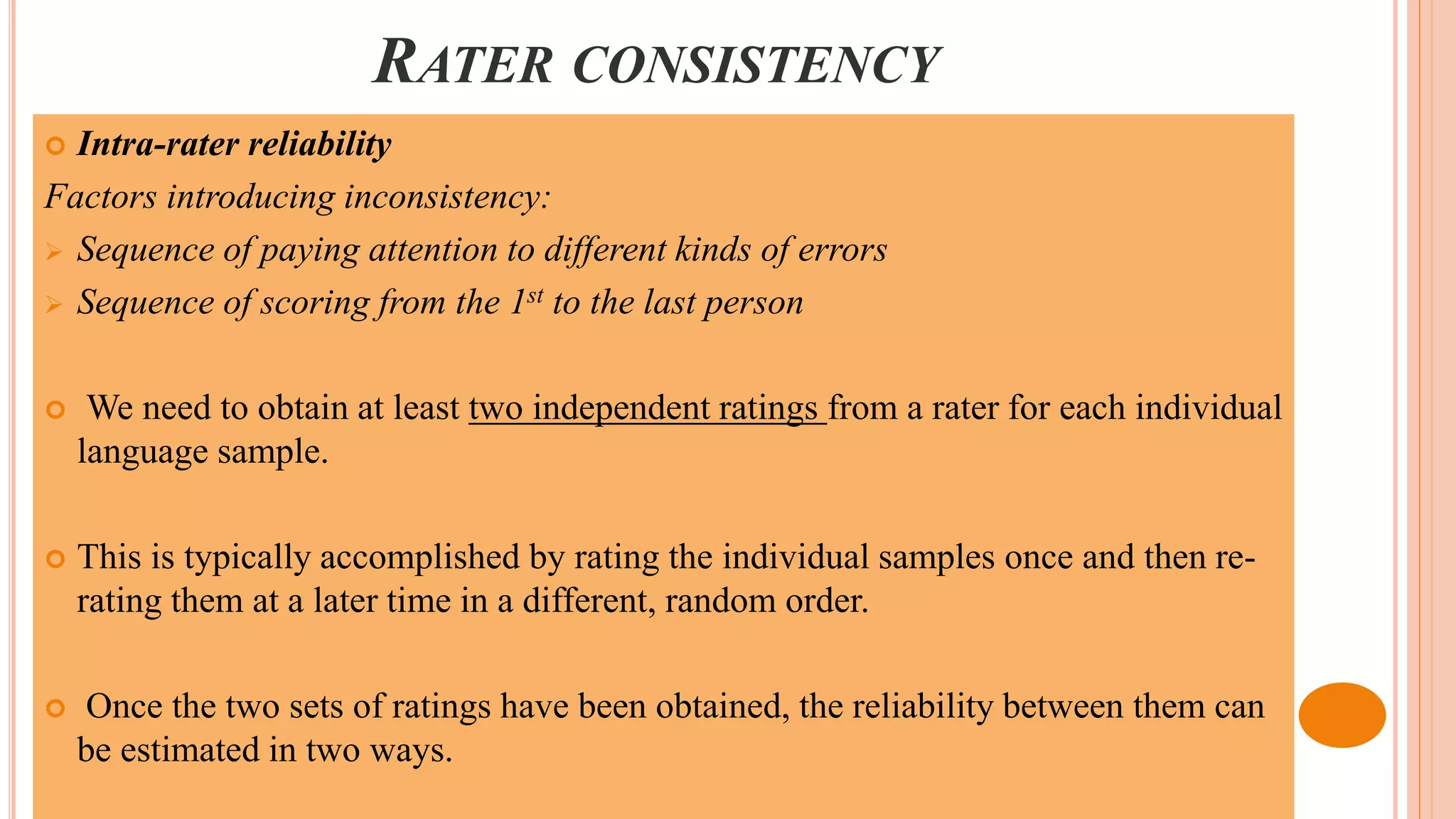Reliability bachman 1990 chapter 6 | PPTX
