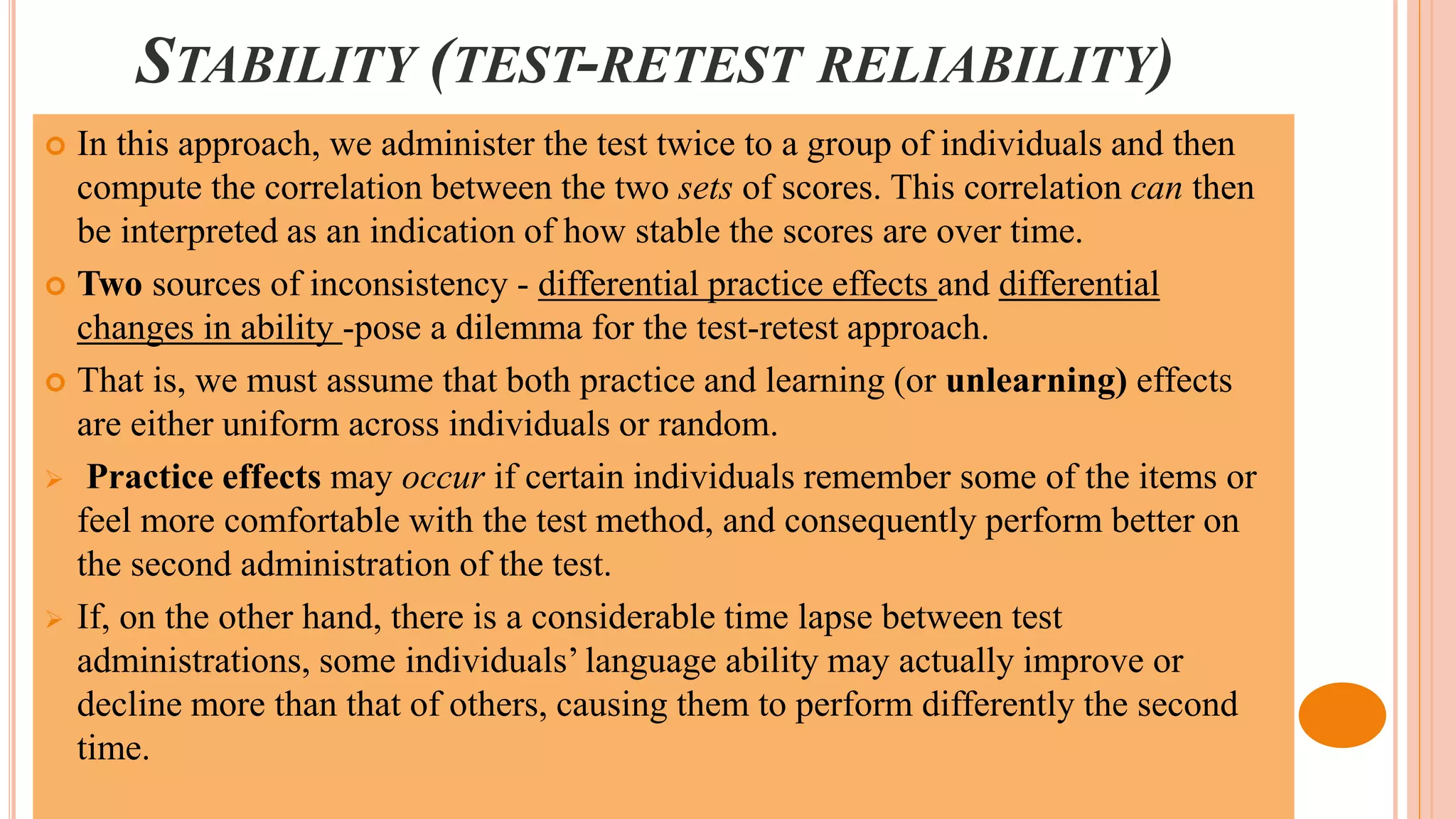Reliability bachman 1990 chapter 6 | PPTX